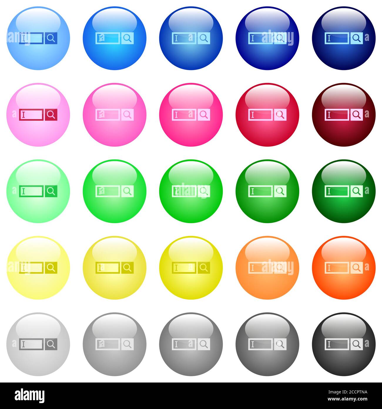 Search box with cursor icons in set of 25 color glossy spherical buttons Stock Vector Image ...
