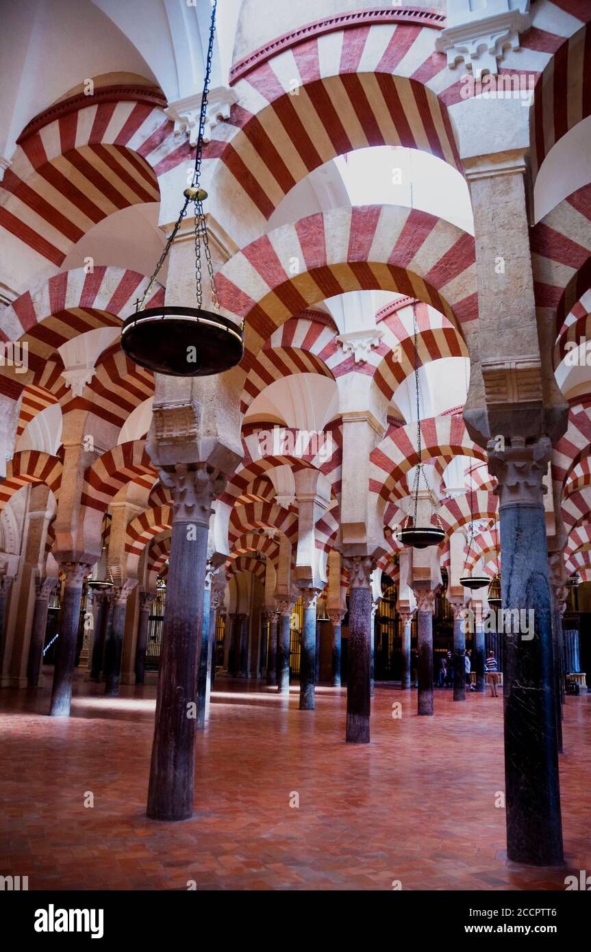 Alternating voussoirs of double arches at the Great Mosque of Cordoba ...