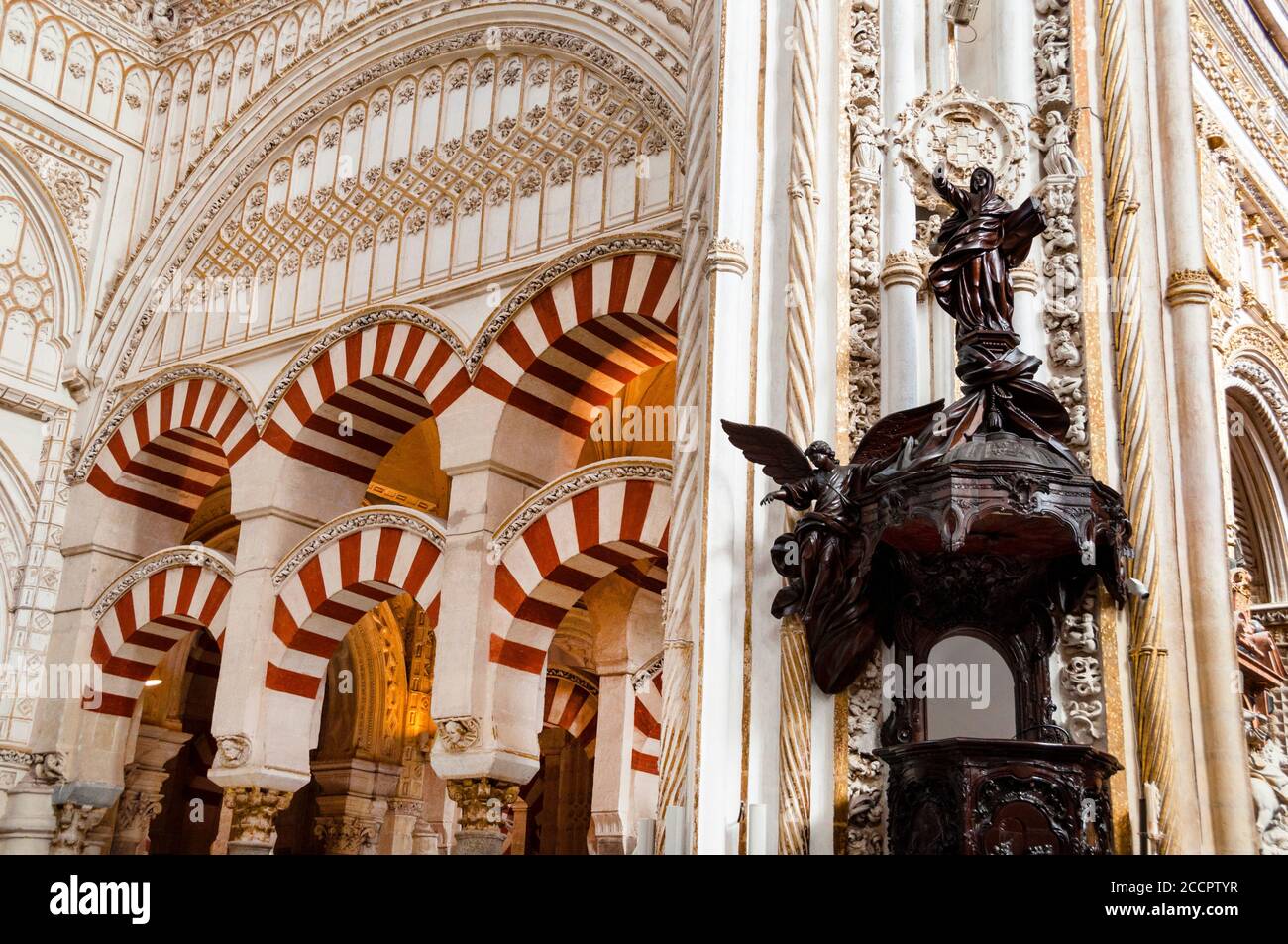 Alternating voussoirs double arches at the Great Mosque of Cordoba ...