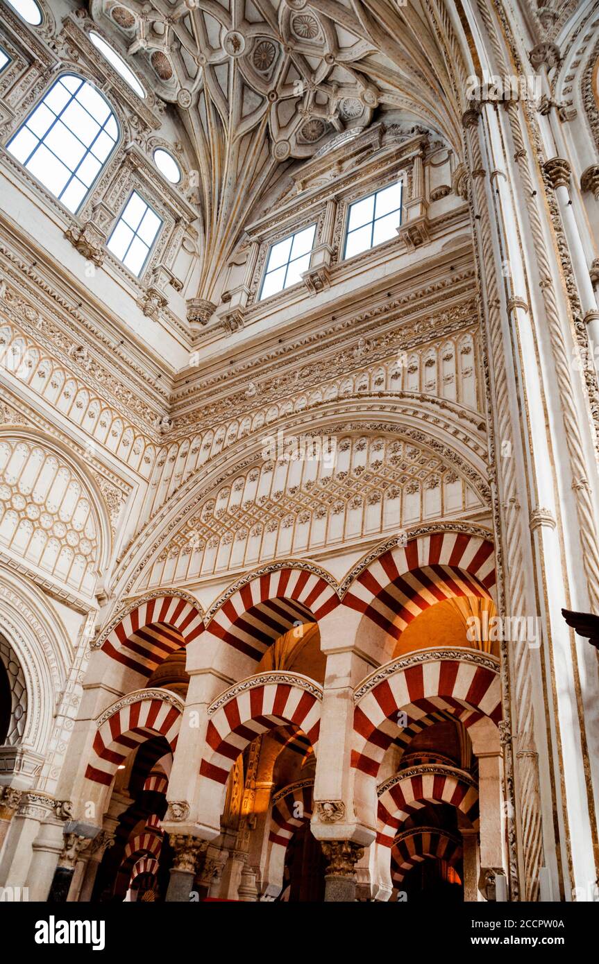 Alternating voussoirs double arches at the Great Mosque of Cordoba ...