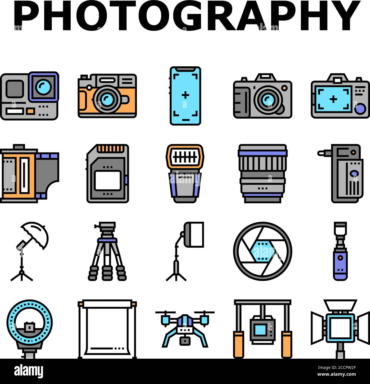 Photography Device Collection Icons Set Vector Stock Vector Image & Art ...