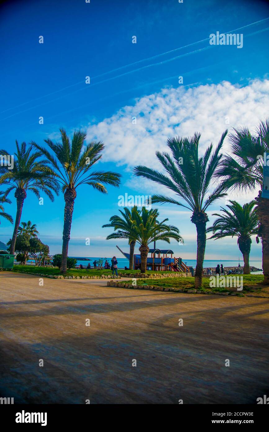 Spanish Beach Resort in Barcelona, Spain. Sitges area is known as a ...