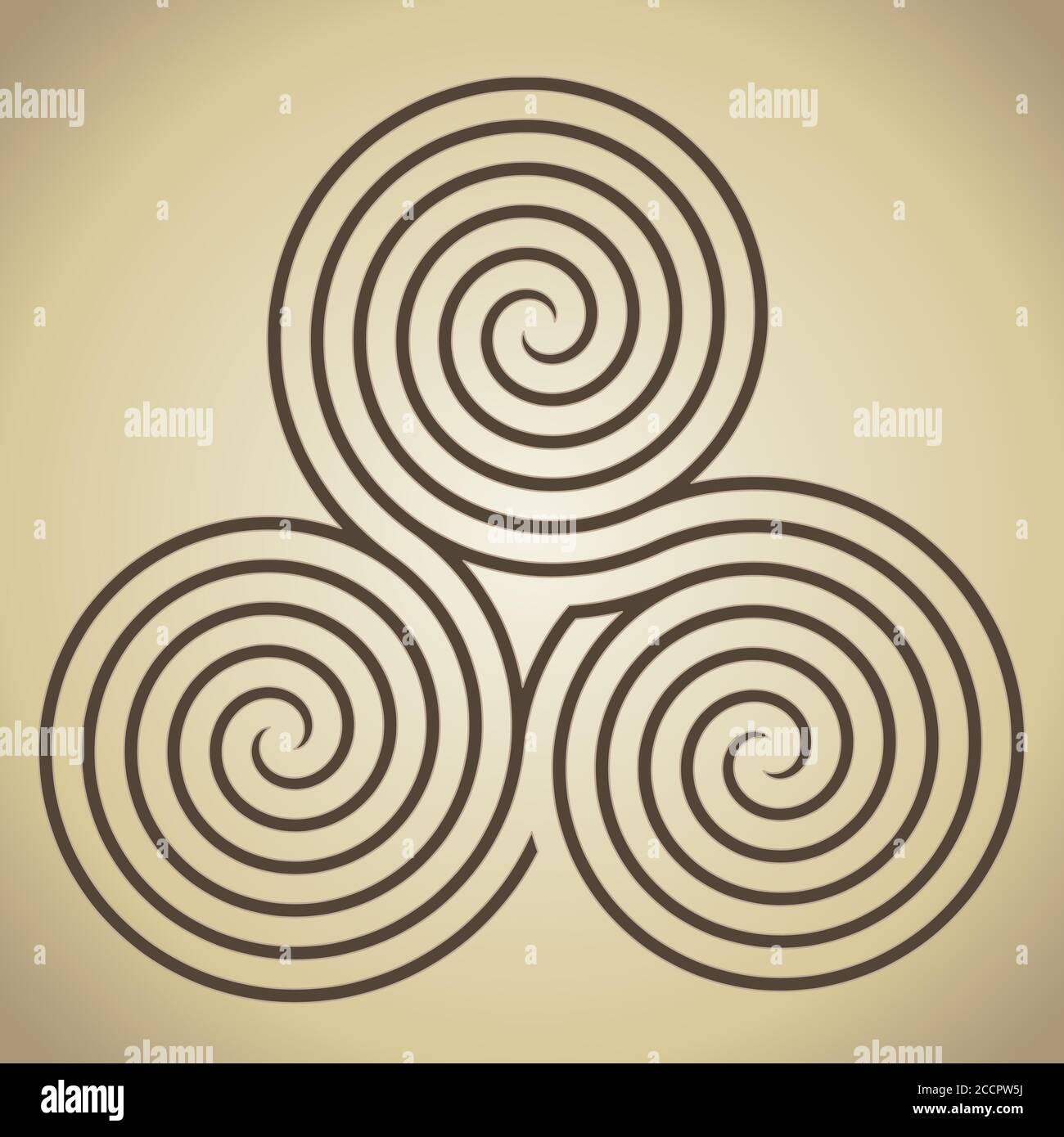 Triple spiral labyrinth, Triskelion mythological design, vector ...
