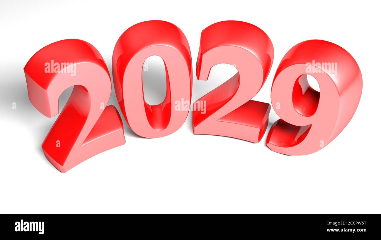 2029 red pink bent write isolated on white background - 3D rendering ...