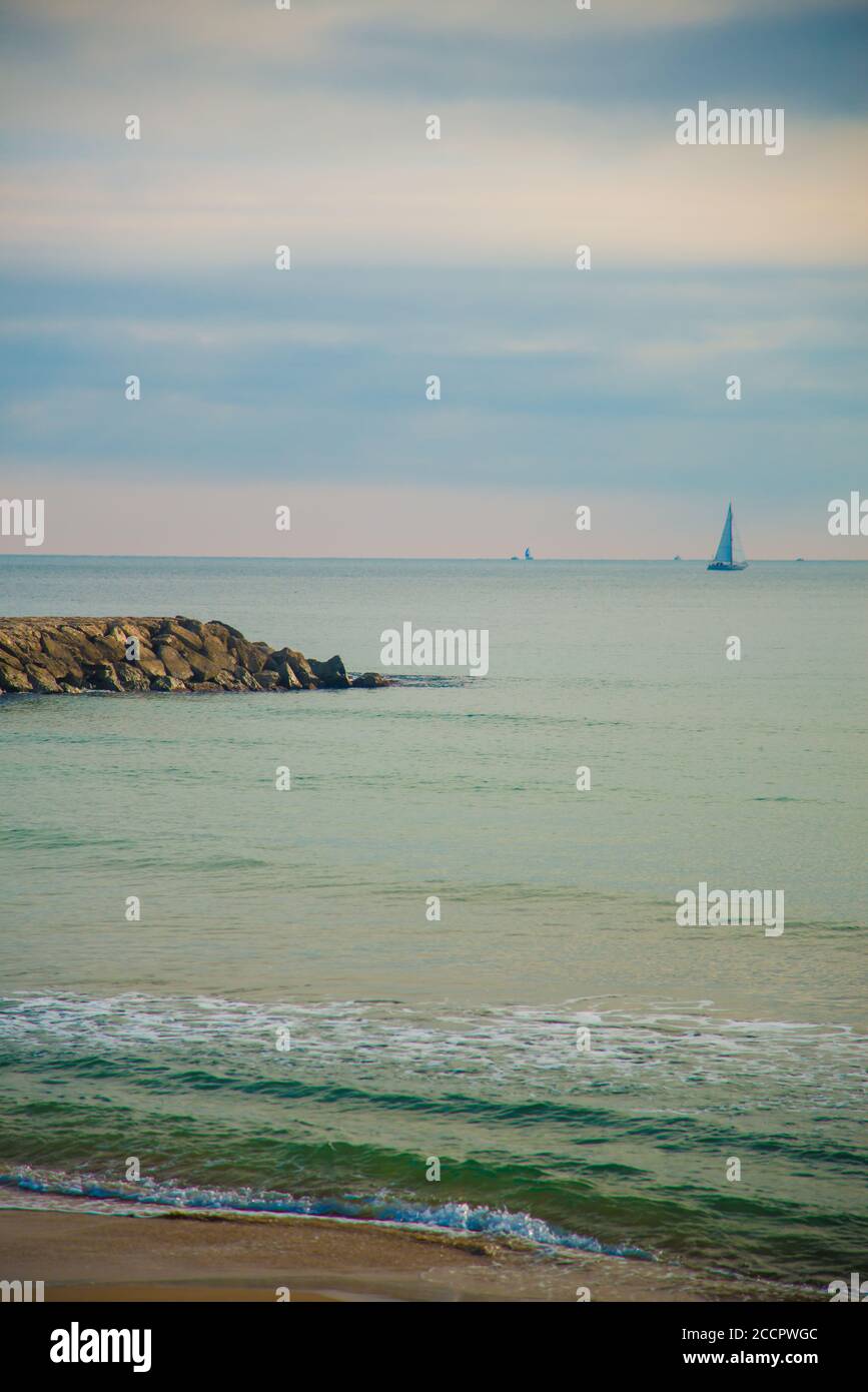 Spanish Beach Resort in Barcelona, Spain. Sitges area is known as a ...