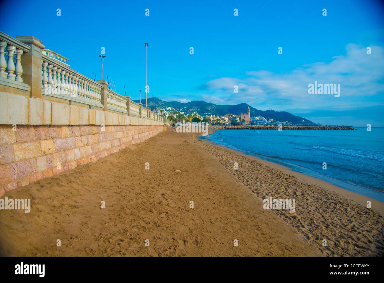 Spanish Beach Resort in Barcelona, Spain. Sitges area is known as a ...