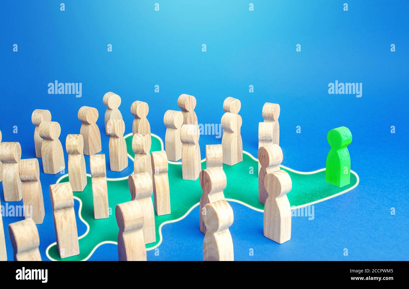 Green man spreads his influence over people around him. Unite people on ...