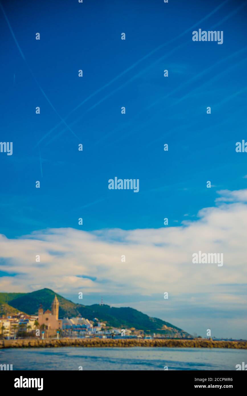 Spanish Beach Resort in Barcelona, Spain. Sitges area is known as a ...