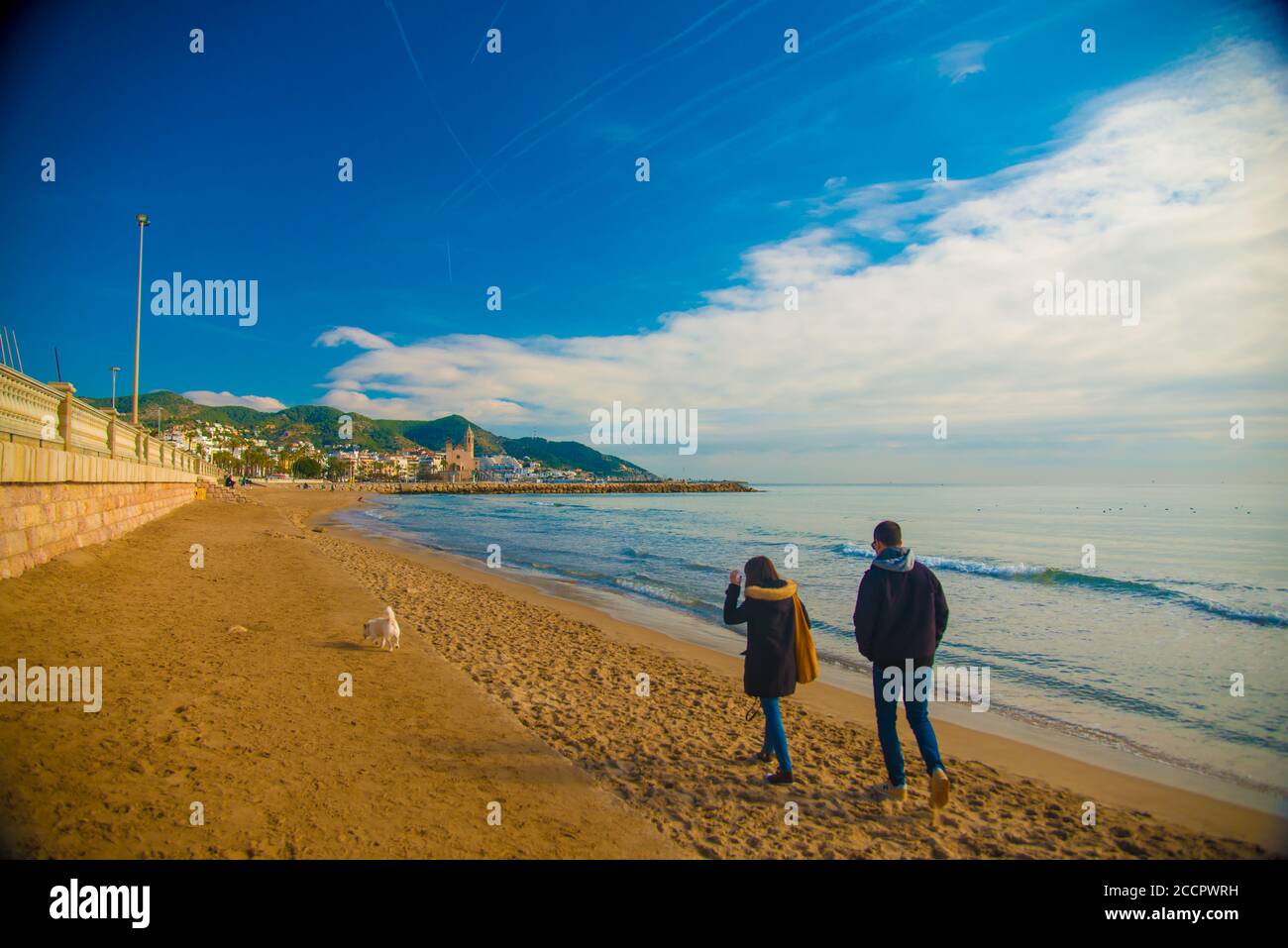 Spanish Beach Resort in Barcelona, Spain. Sitges area is known as a ...