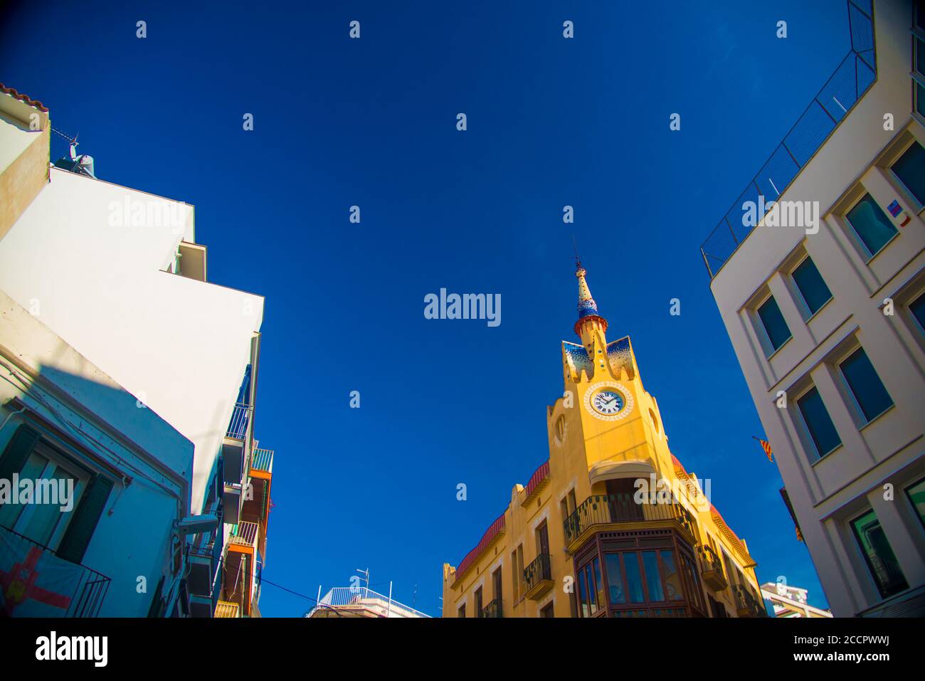 Spanish Beach Resort in Barcelona, Spain. Sitges area is known as a ...