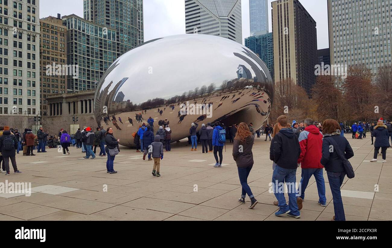Cloud Gate, a stainless steel public sculpture also known as 'The Bean ...