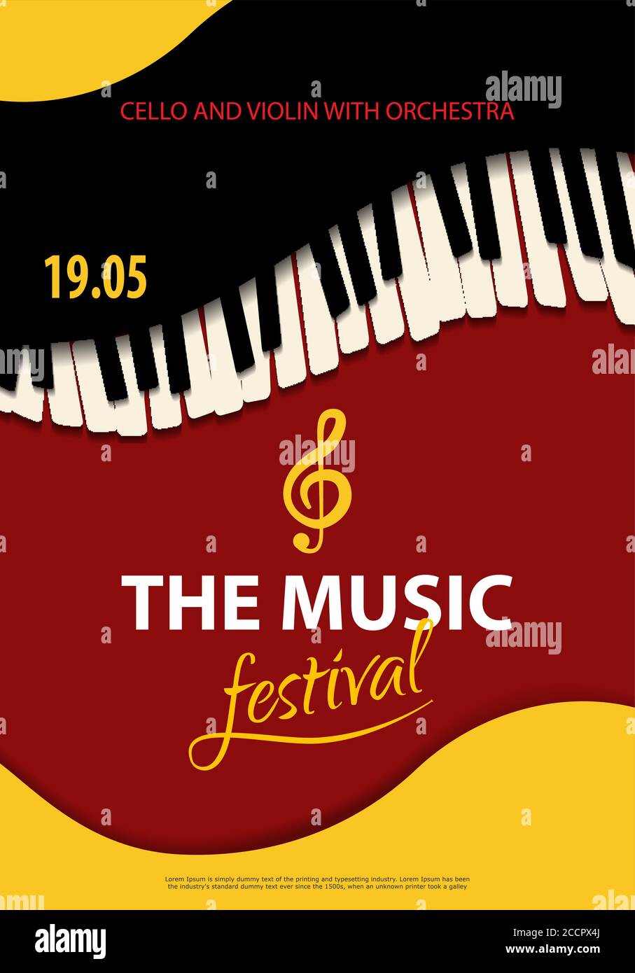 Poster Music festival, vector concept. Style Paper art. Layout brochure ...