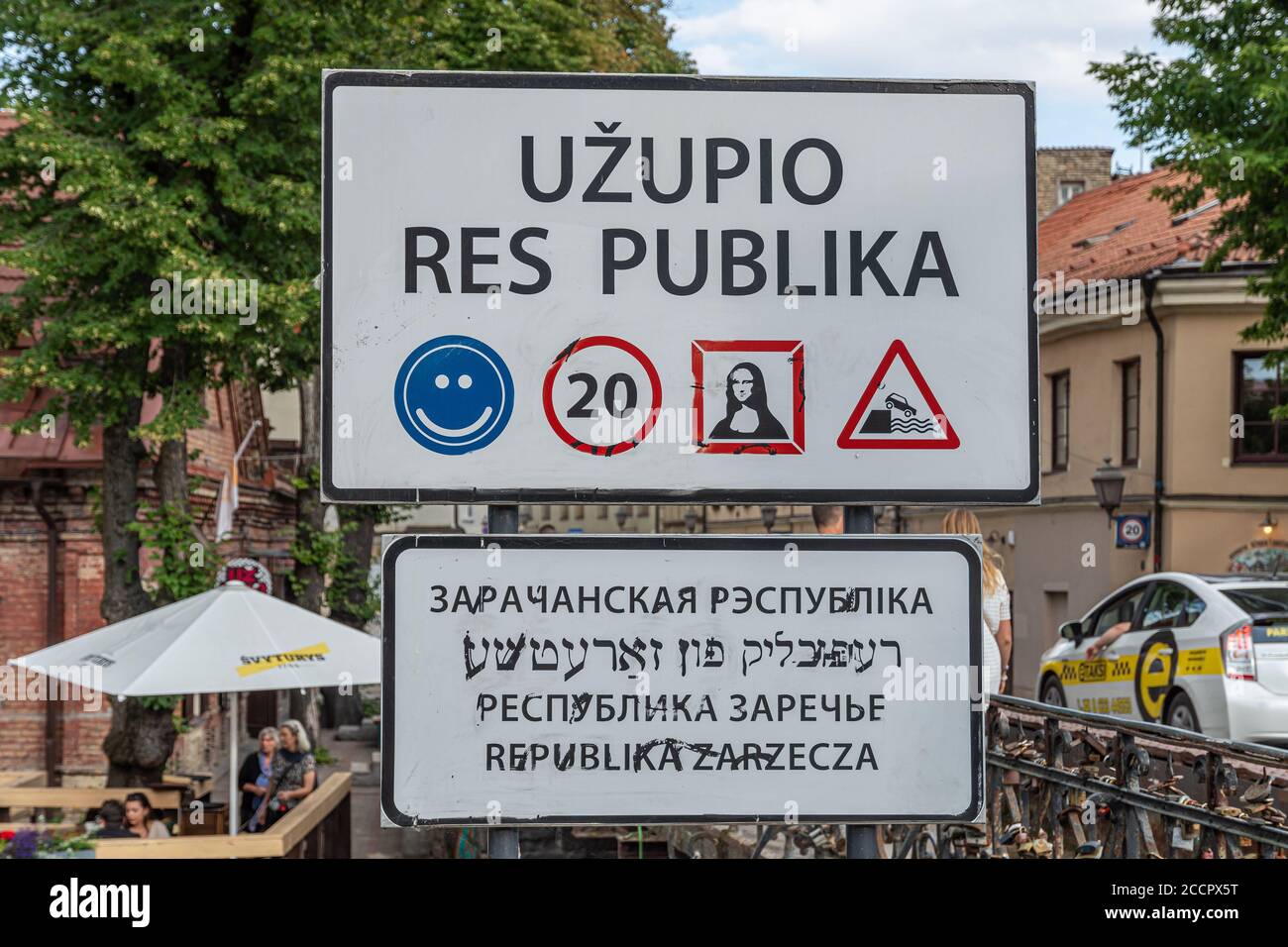 Sign at the entrance to the "Uzupio Republic Stock Photo - Alamy