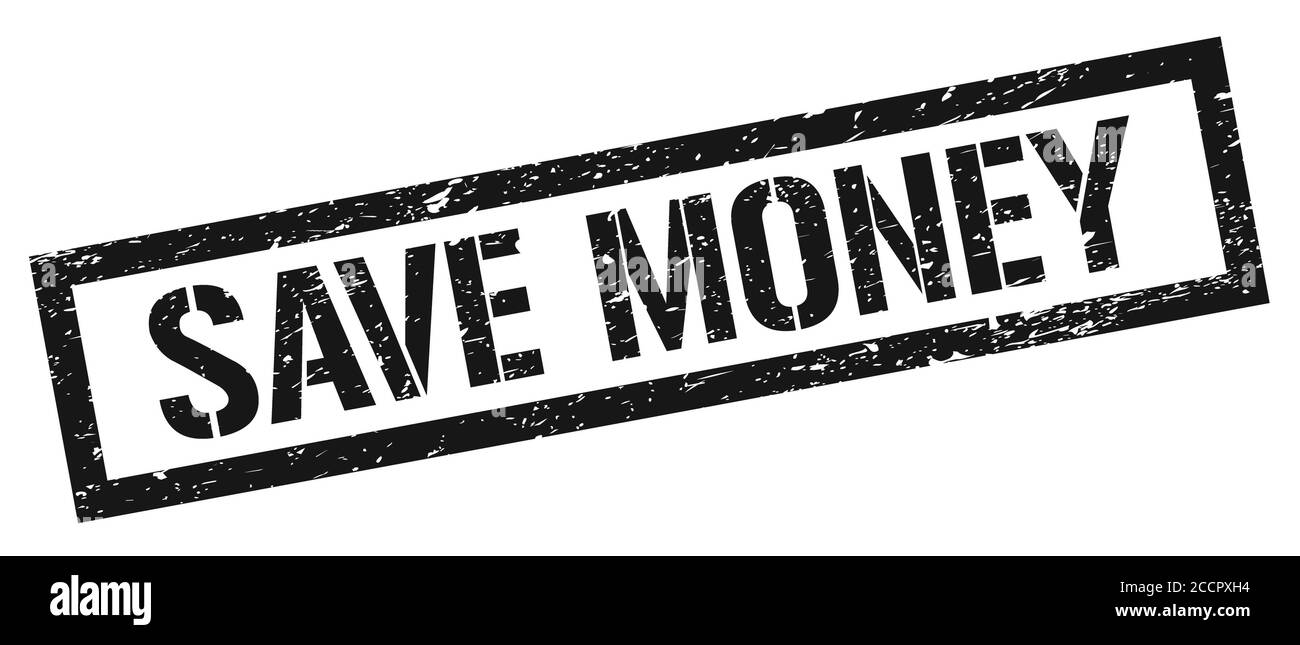 SAVE MONEY black grungy rectangle stamp sign Stock Photo - Alamy