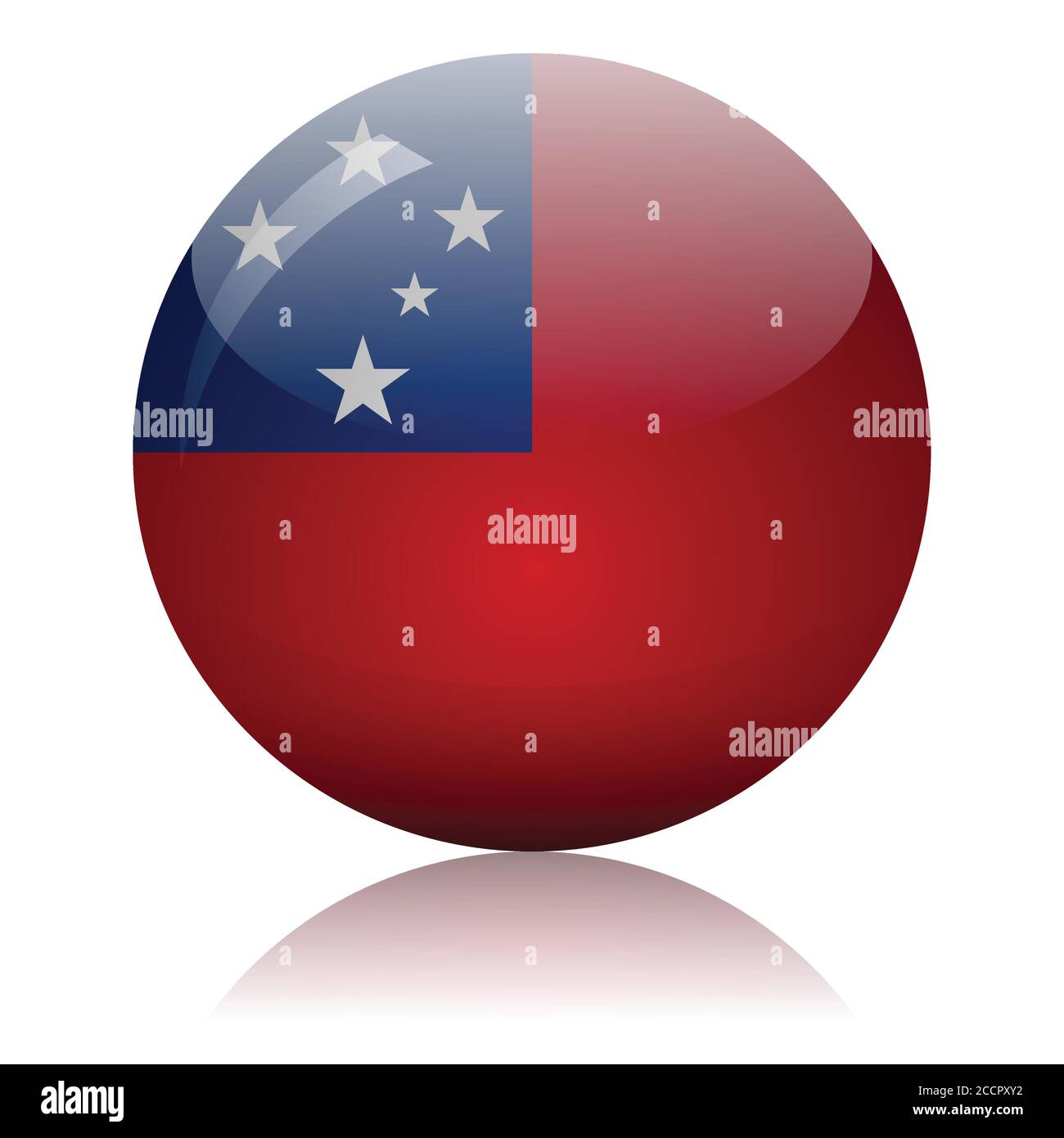 Samoa flag glass ball on light mirror surface vector illustration Stock ...