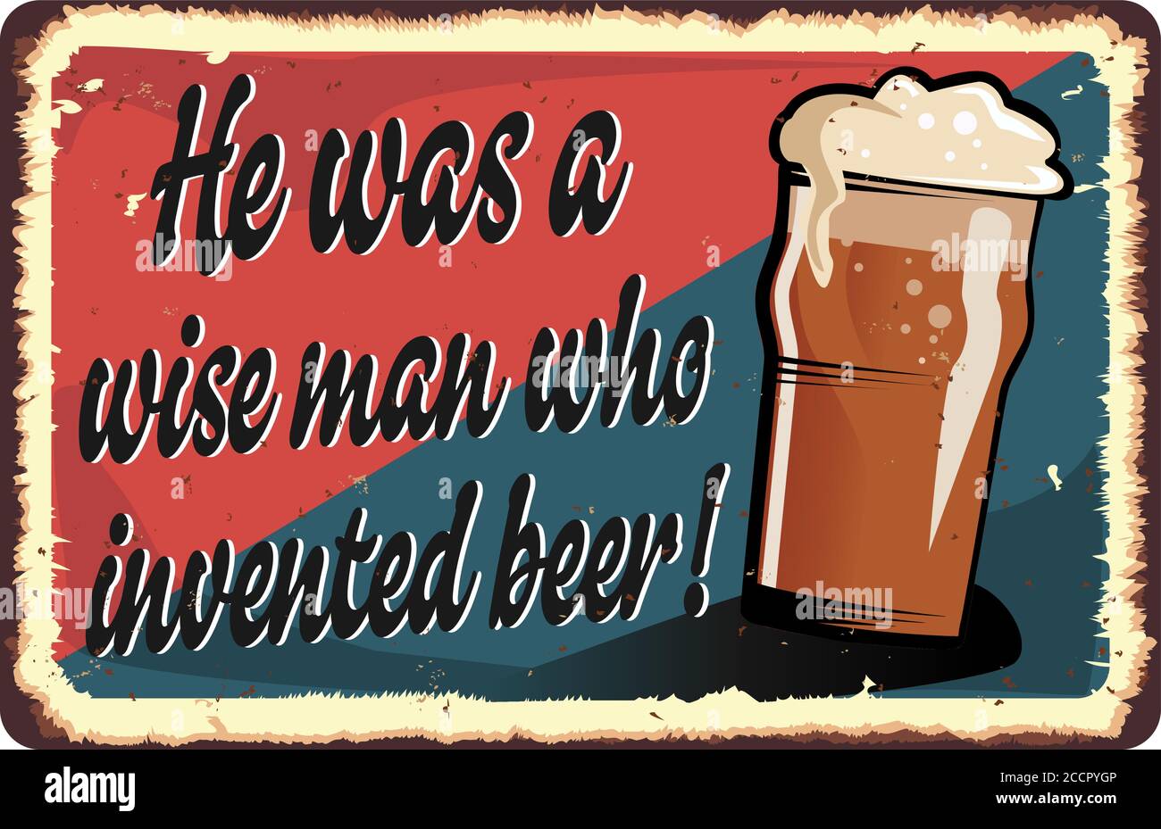 vintage rusty beer sign, vector illustration old enamel sign Stock ...