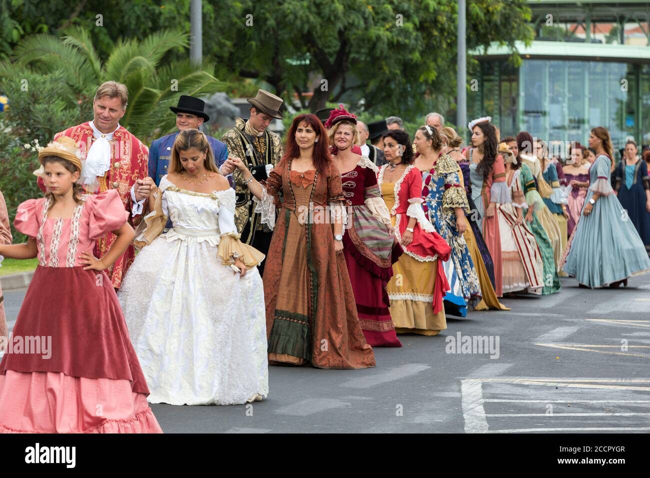 FUNCHAL, MADEIRA, PORTUGAL - SEPTEMBER 4, 2016: Group of people in ...