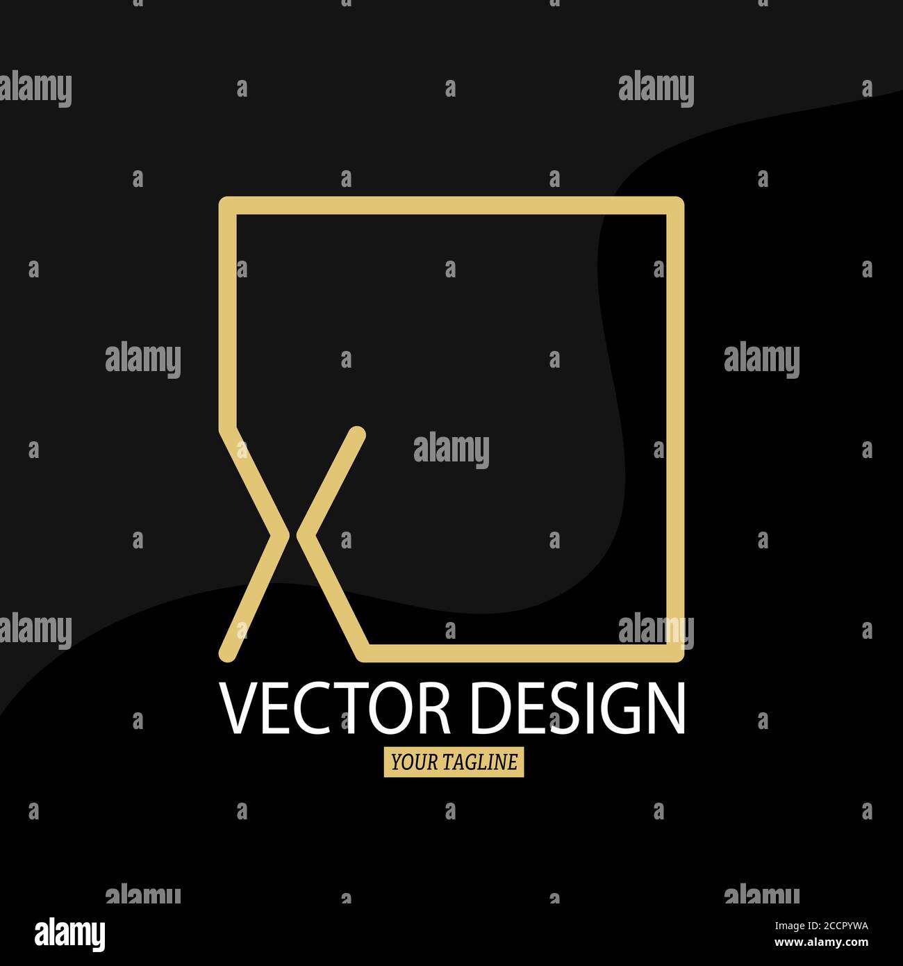 Stylized letter X with a square frame. Vector template for logo, label ...