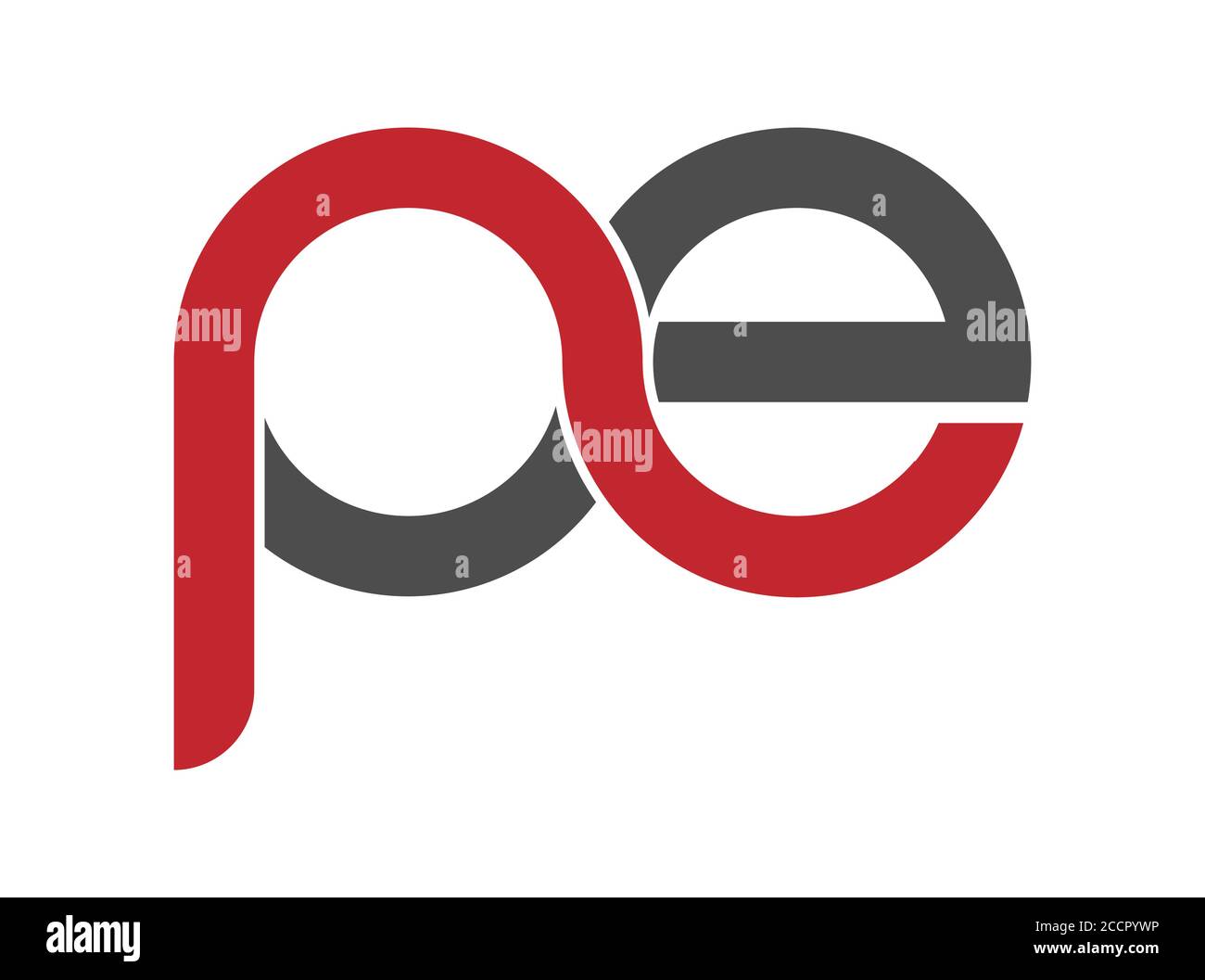 Stylized lowercase letters P and E are linked by a single line for a ...