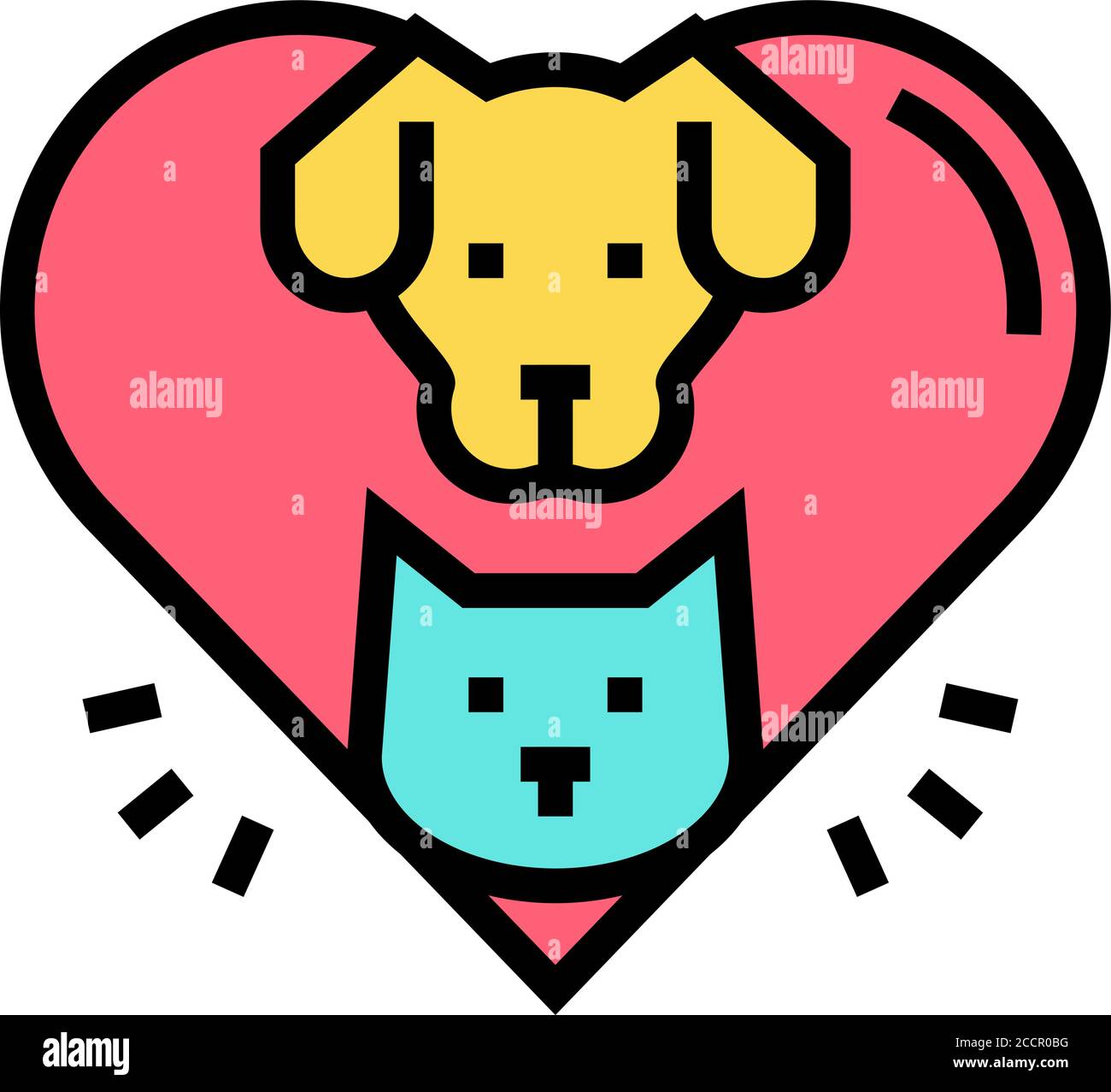 dog and cat heart color icon vector illustration Stock Vector Image ...