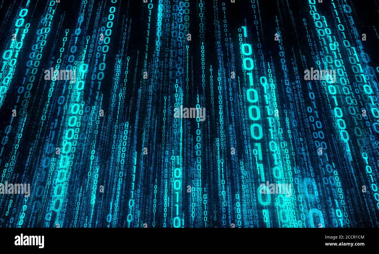 abstract background with blue digital lines, binary chain Stock Photo ...