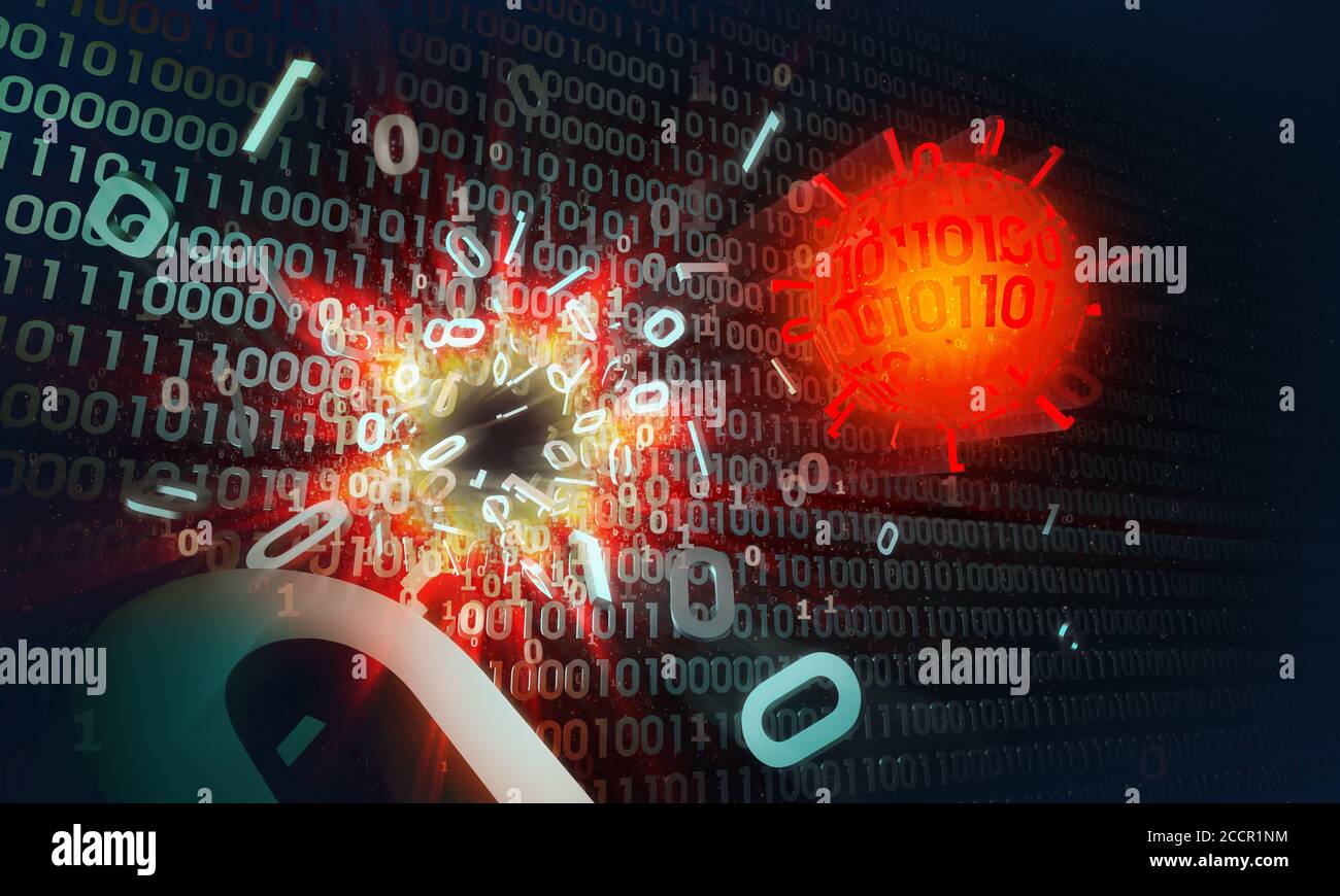 the virus hacks computer protected Stock Photo - Alamy