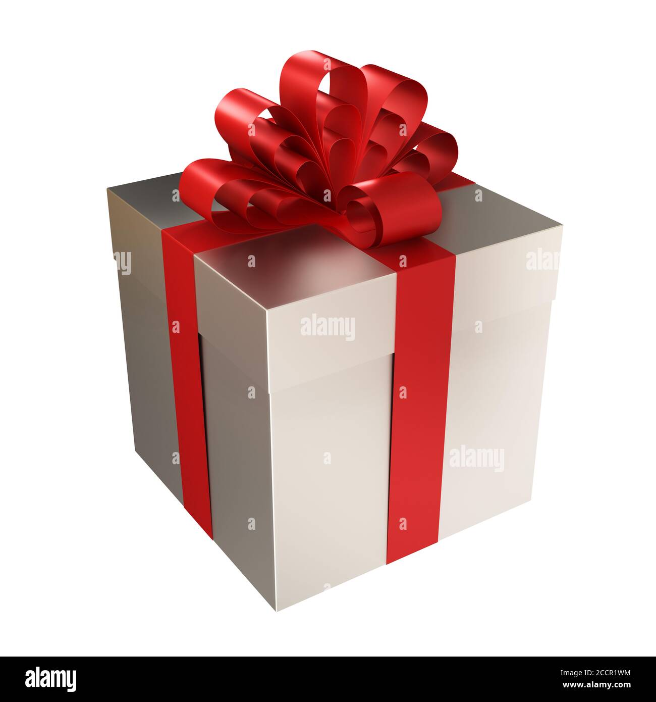 Gift box isolated on white background. Shiny box, red bow Stock Photo ...