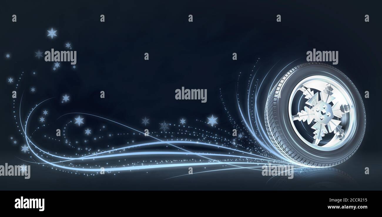 winter car wheels in the form of snowflakes Stock Photo - Alamy