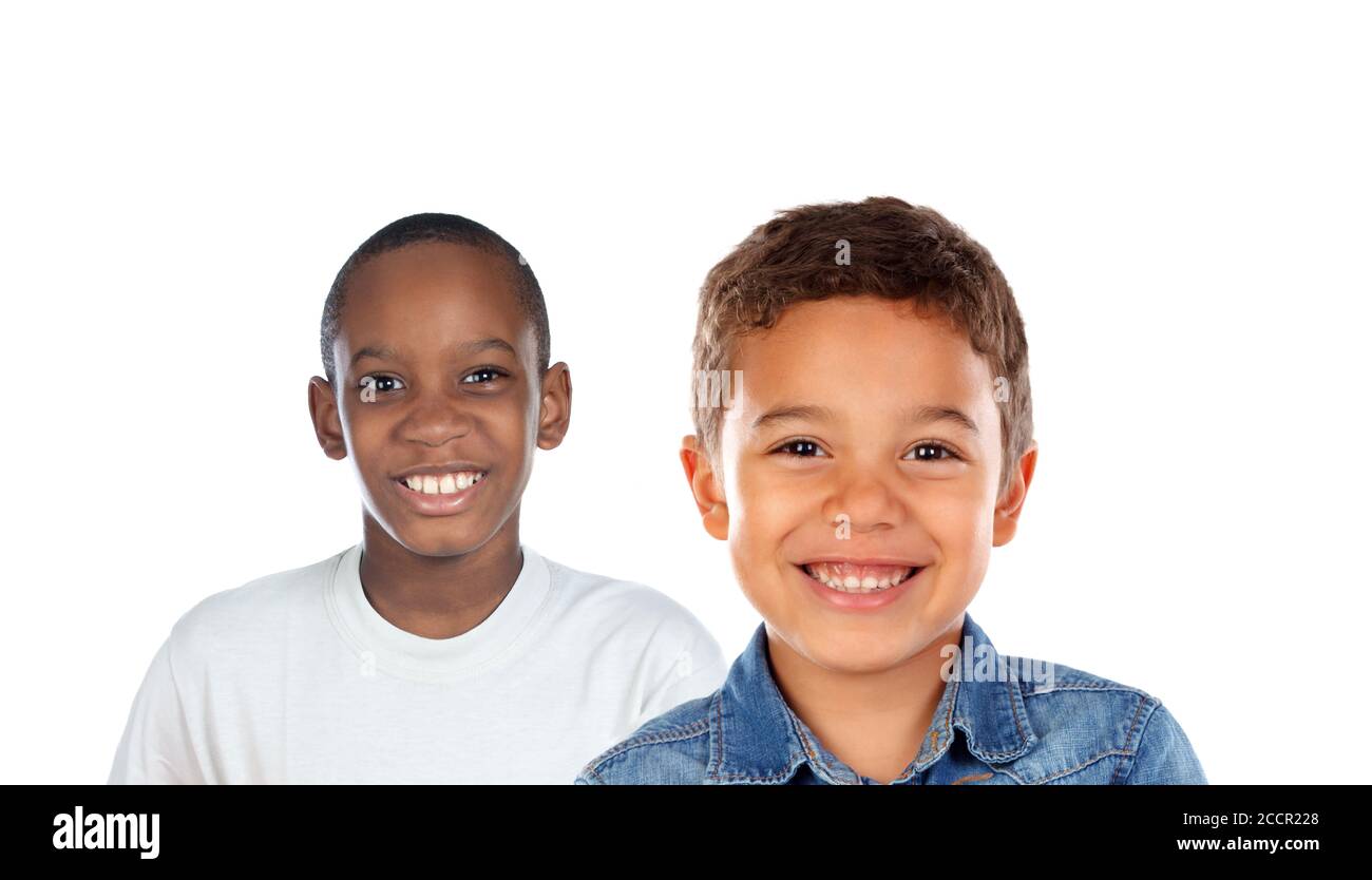 Happy children laughing isolated on a white background Stock Photo - Alamy