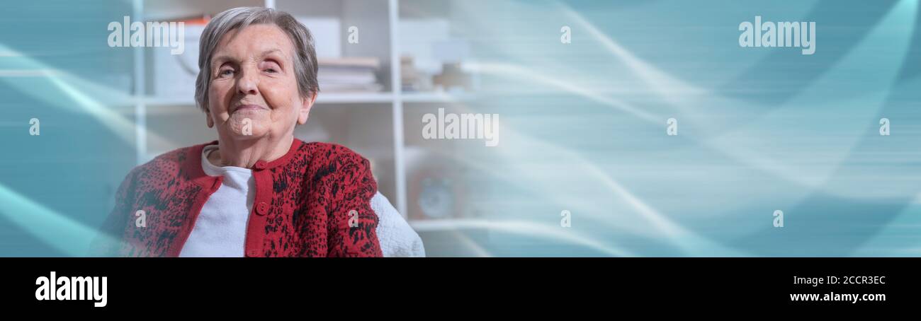 Portrait of a senior woman; panoramic banner Stock Photo - Alamy