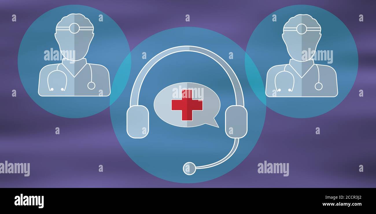 Illustration of an online medical support concept Stock Photo - Alamy