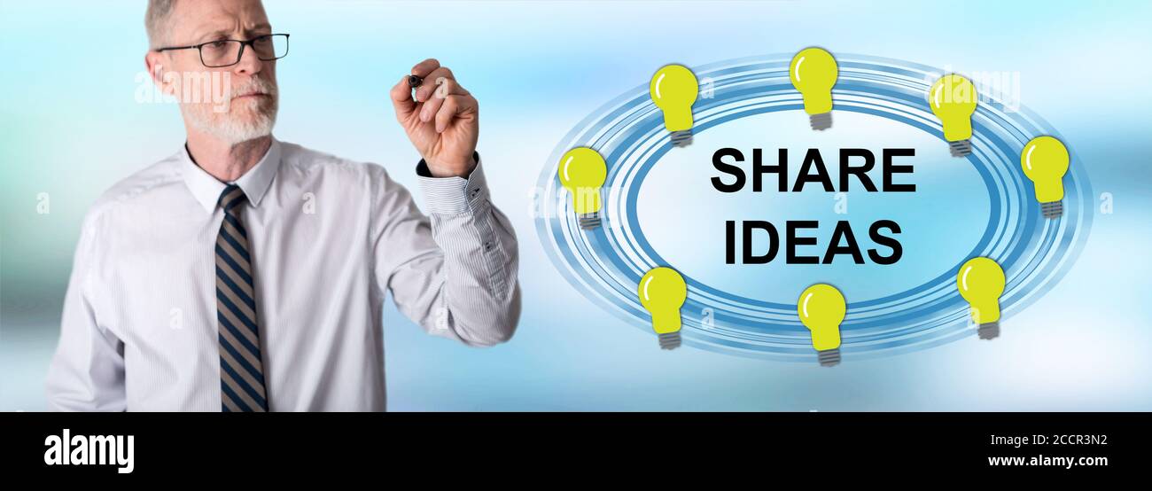 Share ideas concept drawn by a businessman Stock Photo - Alamy
