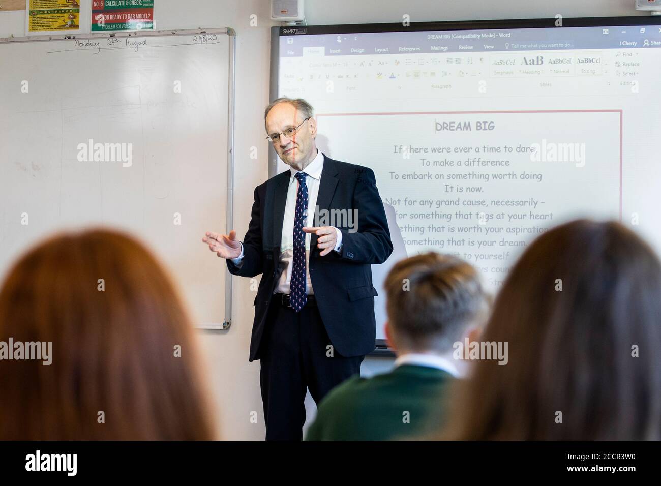 Education Minister Peter Weir talking with pupils at St Joesph's ...