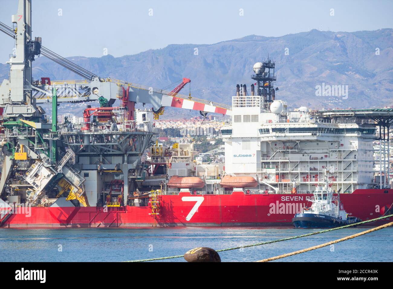 182 metre long pipelay and heavy lift vessel, Seven Borialis, being ...