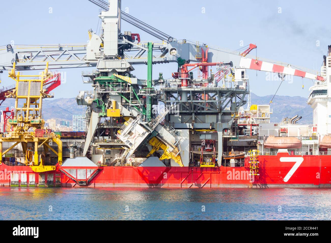 182 metre long pipelay and heavy lift vessel, Seven Borialis, being ...