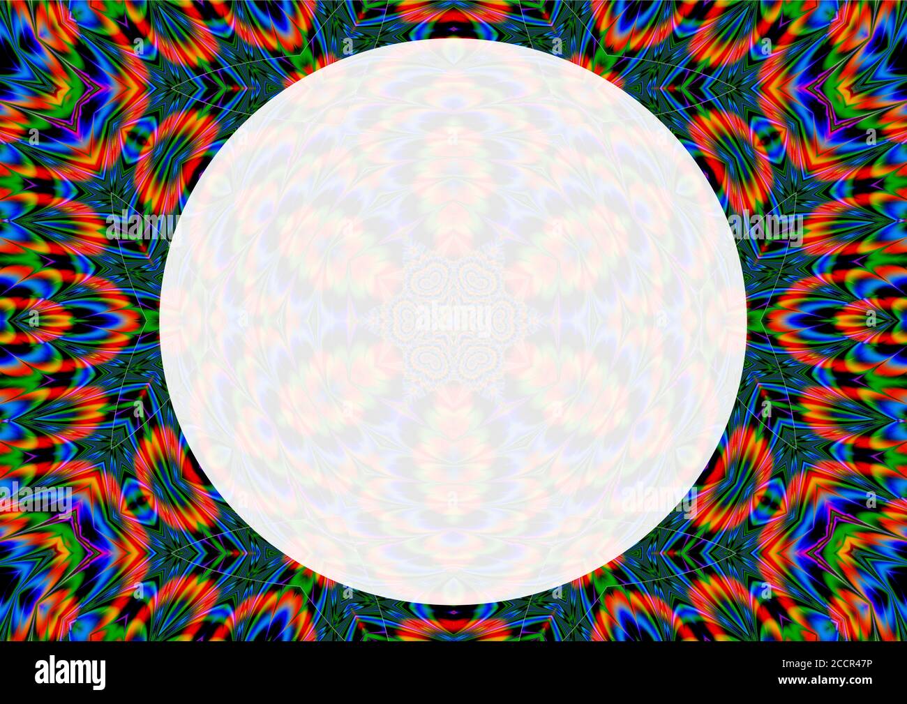 Circular copy space with cool abstract psychedelic colourful border ...