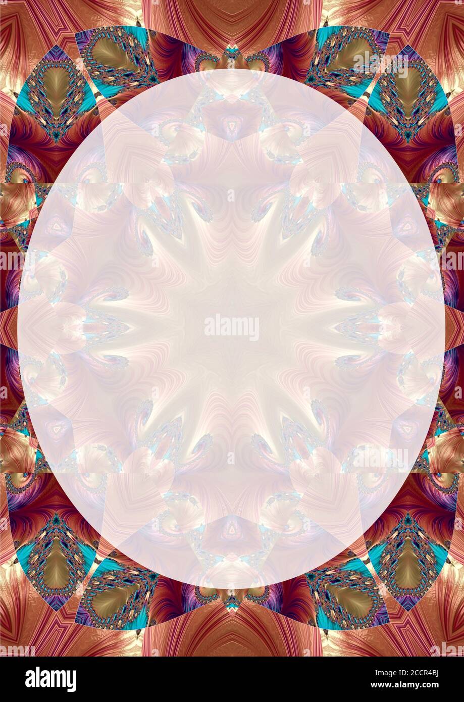 Dynamic fractal portrait border design with central copy space Stock ...