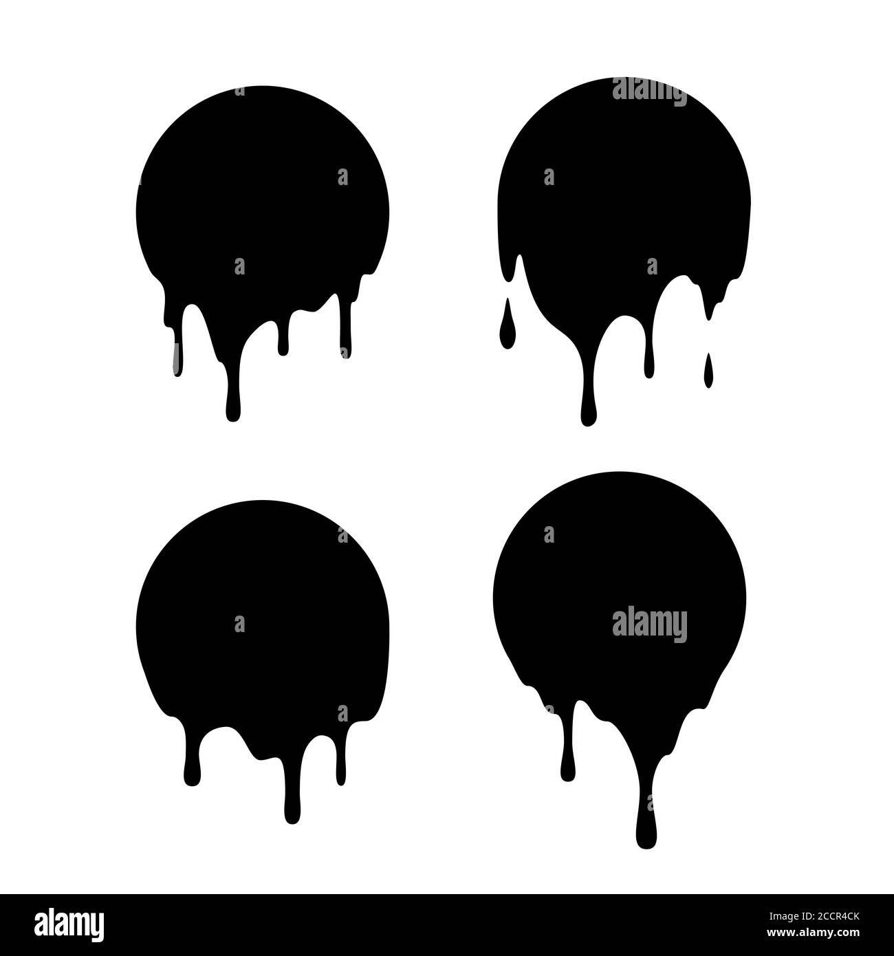 Dripping black circles. Liquid drops of ink. Dripping liquid. Vector ...
