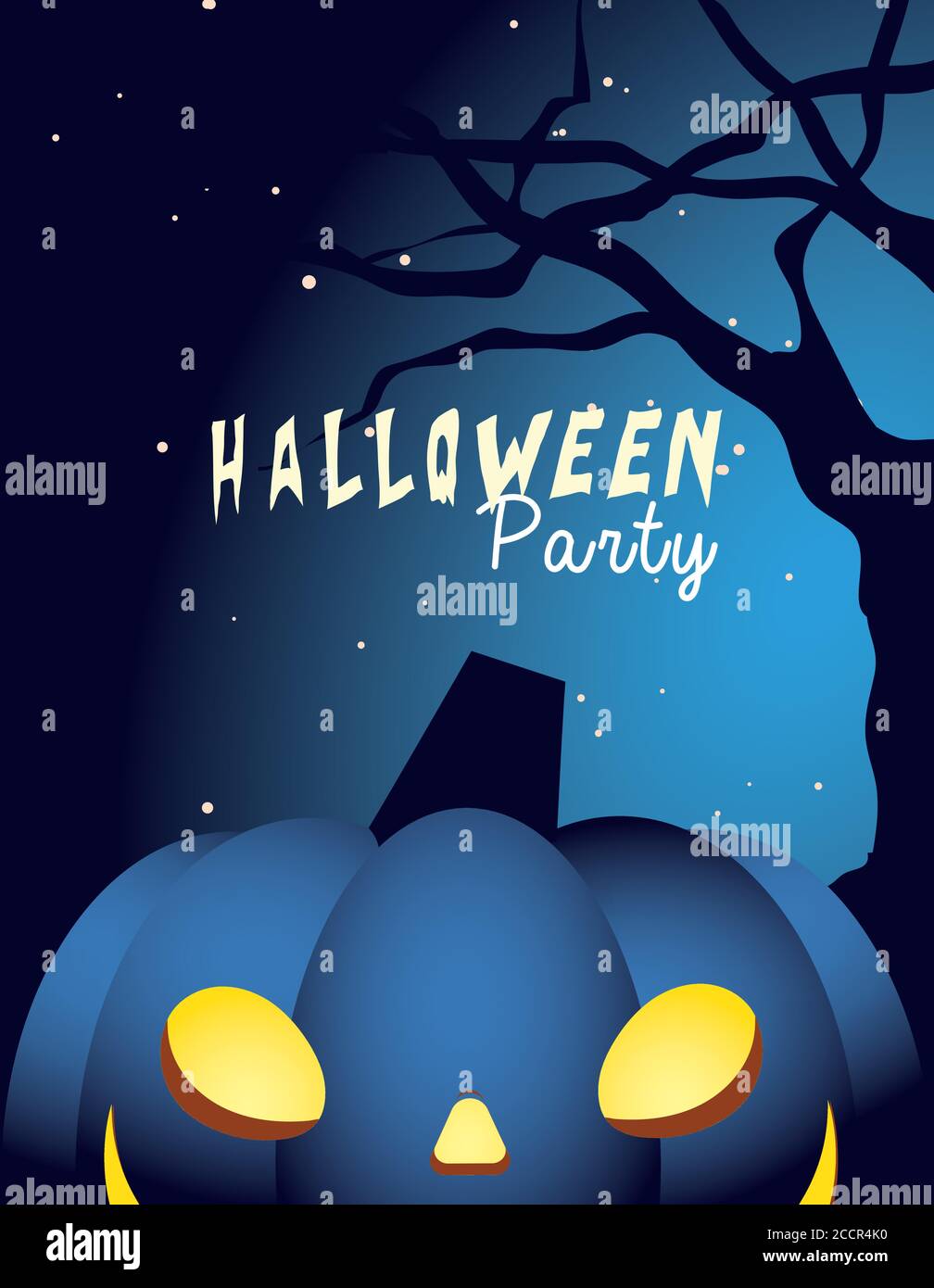 Halloween pumpkin cartoon at tree design, Holiday and scary theme ...