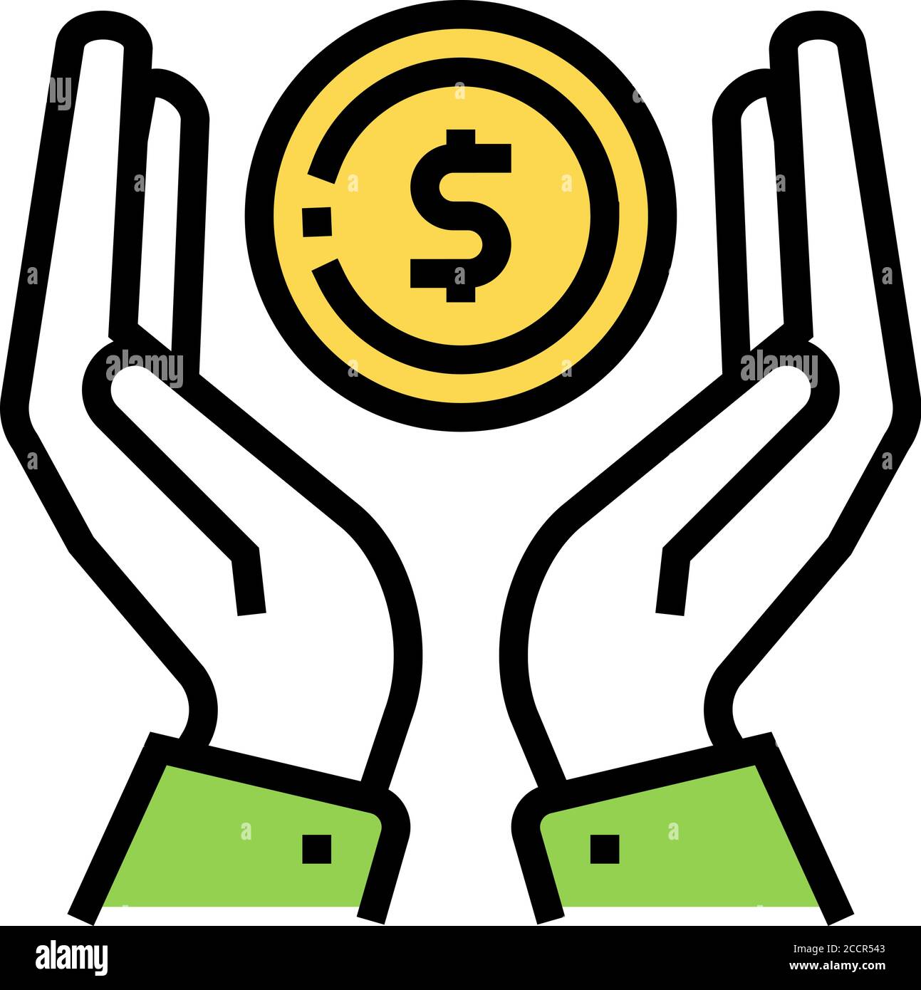 hands holding coin color icon vector illustration Stock Vector Image ...