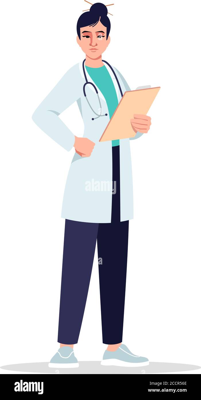 Primary care physician semi flat RGB color vector illustration Stock ...
