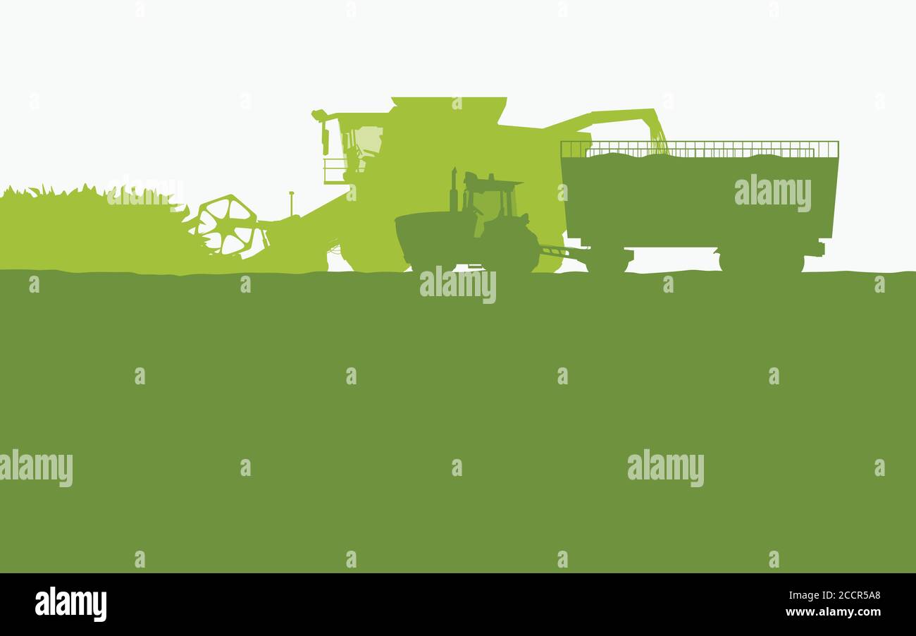 green color farm vehicles silhouettes side view Stock Vector Image ...