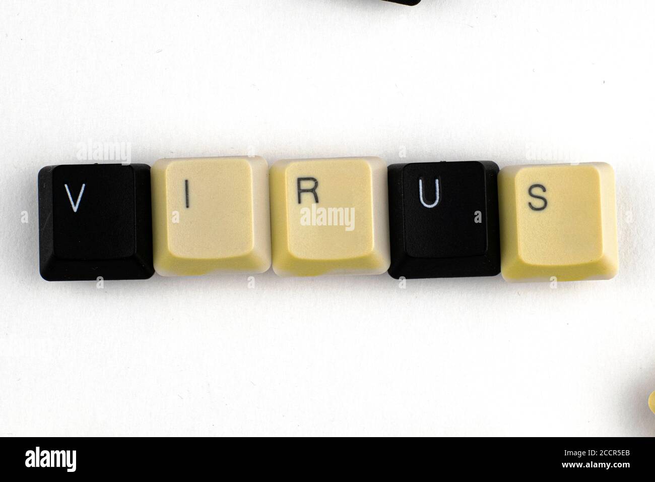concept virus remote work computer word virus laid out from keyboard ...