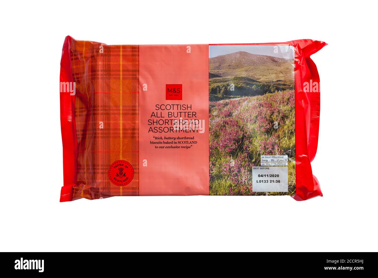 Packet of M&S Scottish All Butter Shortbread Assortment isolated on ...