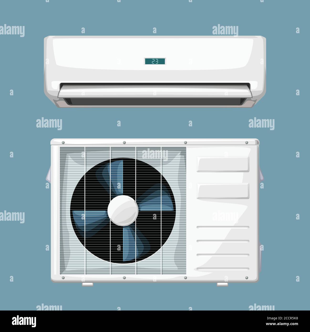 white split air conditioner system on blue Stock Vector Image & Art - Alamy