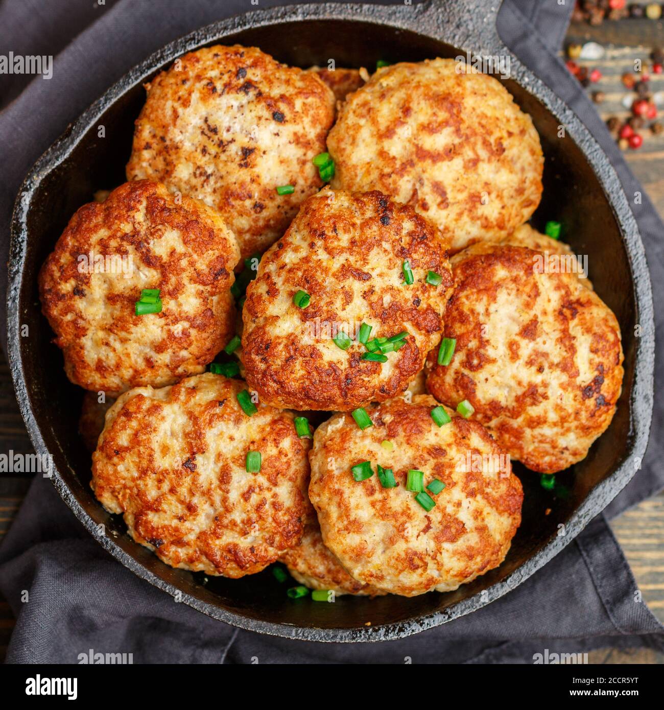 Juicy delicious chicken or Turkey cutlets with garlic and green onions ...
