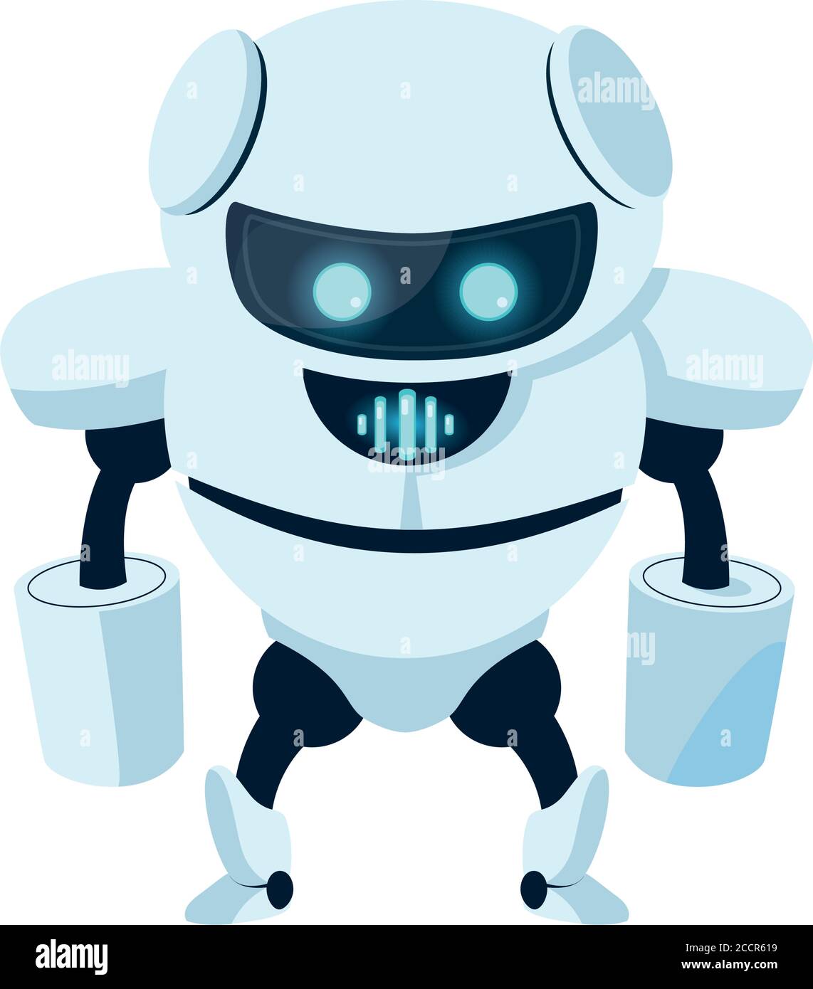 white robot cartoon with face of robotic technology futuristic toy ...