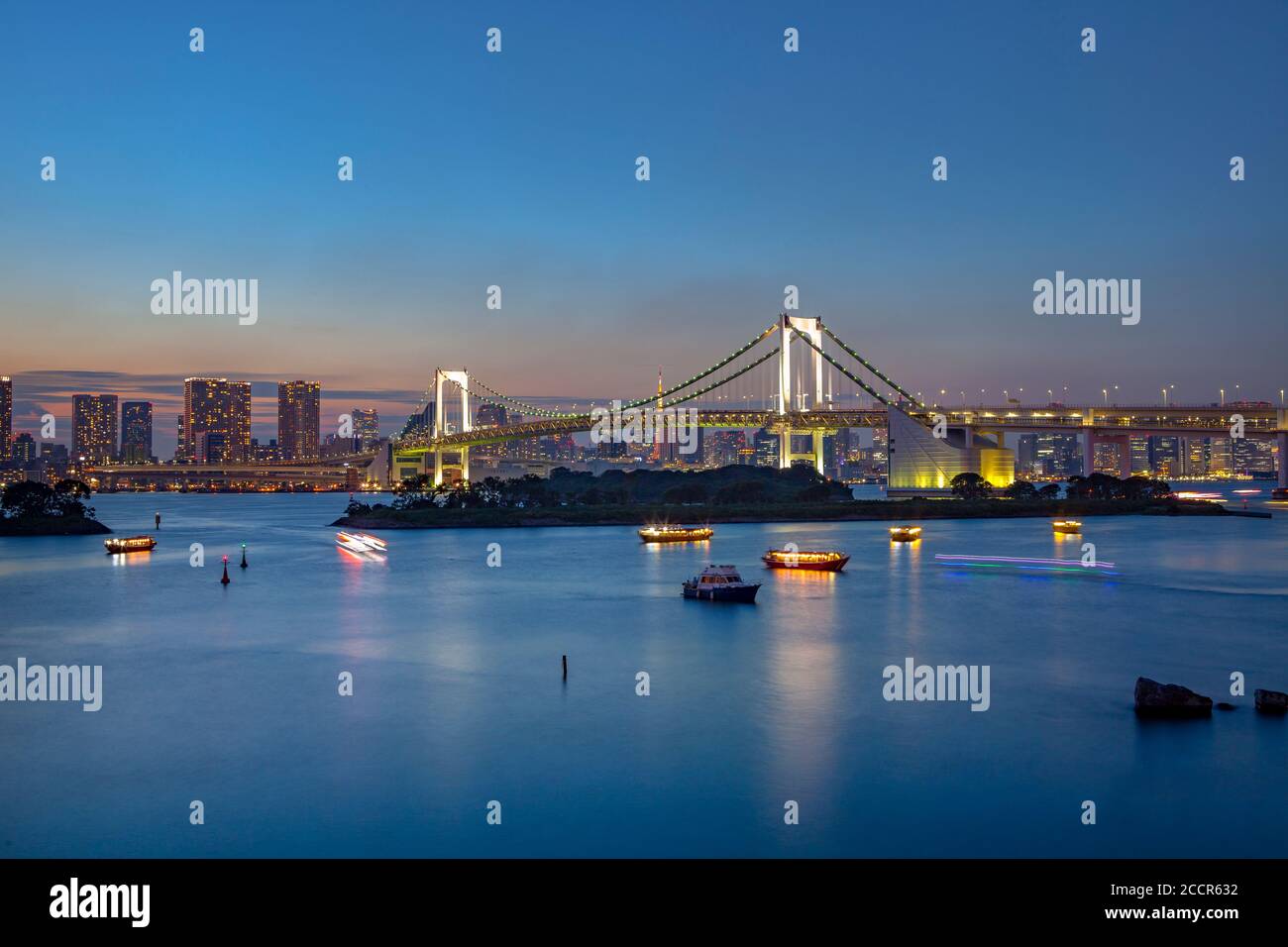night scene of odaiba harbor tokyo japan Stock Photo - Alamy