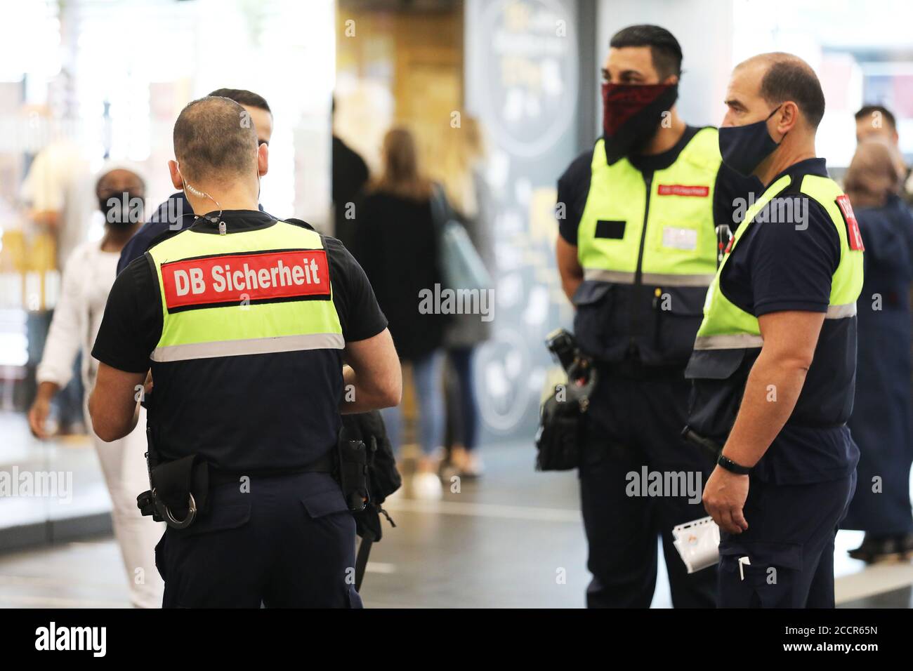 Essen, Germany. 24th Aug, 2020. Employees of the railway security ...