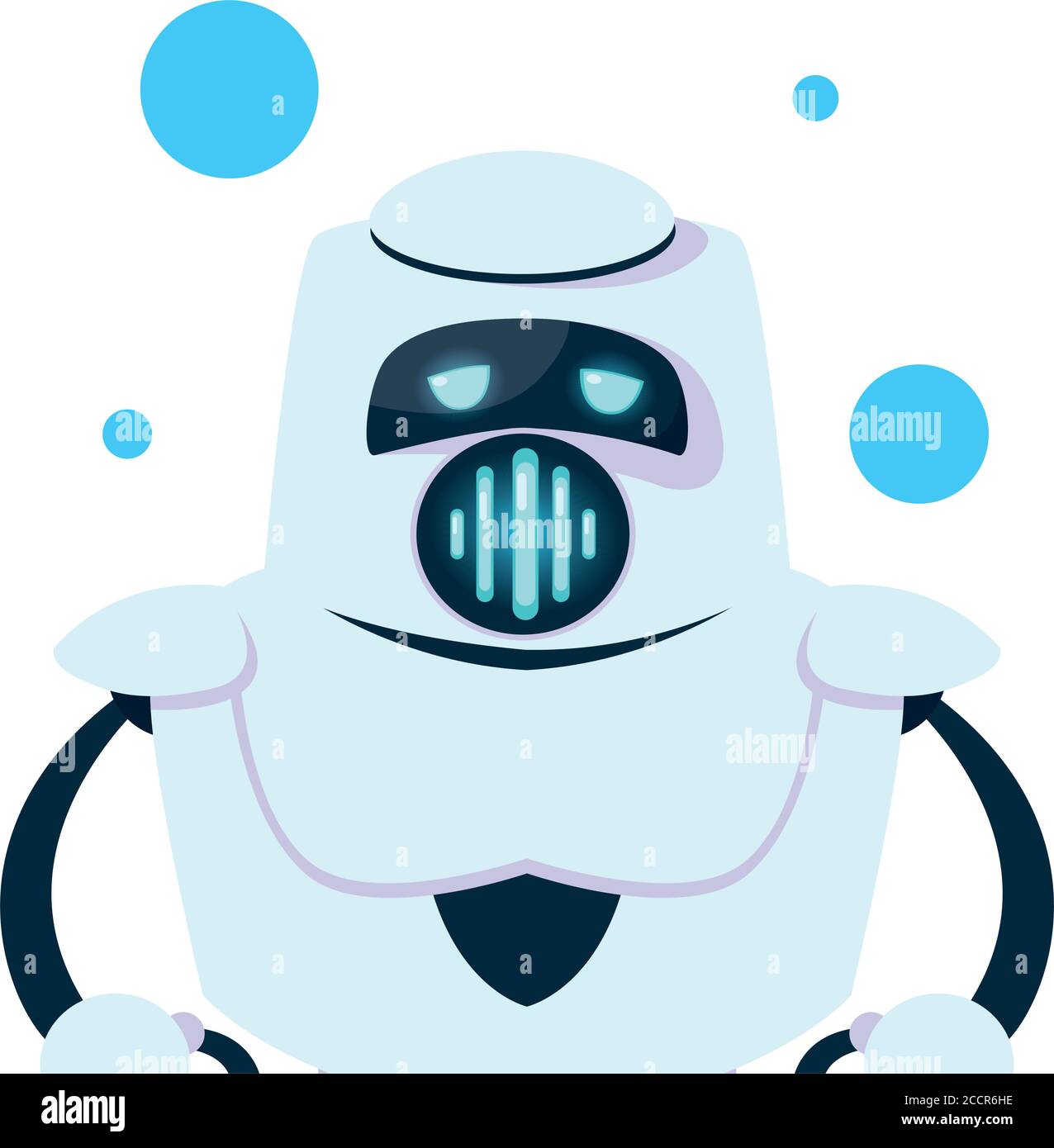 white robot cartoon with blue circles of robotic technology futuristic ...